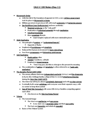 EALC-E 100 Notes (Day 4- Lecture) - EALC-E 100 Notes (Day 4 ...
