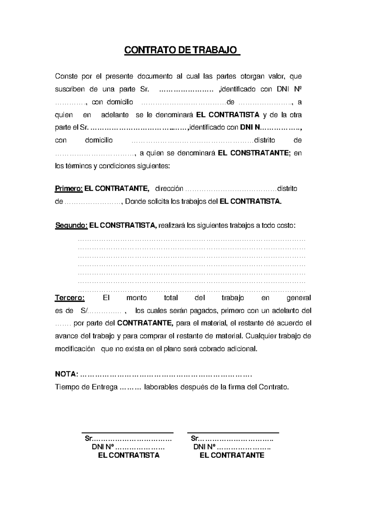 Ilide - contrato - CONTRATO DE TRABAJO Conste por el presente documento ...