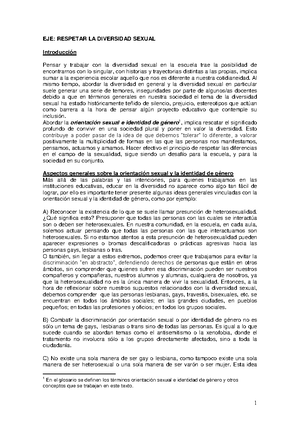 Eje valorar la afectividad. ESI SEXUALIDAD INTEGRAL. - EJE: VALORAR LA ...