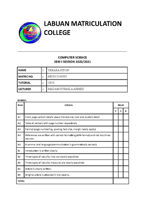 SC015 Written Assignment - Science Computer - Studocu