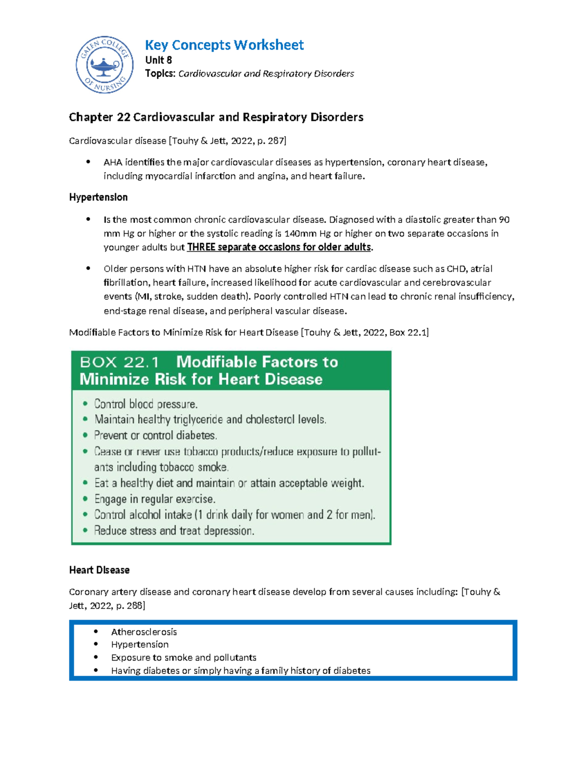 Key concepts unit 8 - Unit 8 Topics: Cardiovascular and Respiratory ...