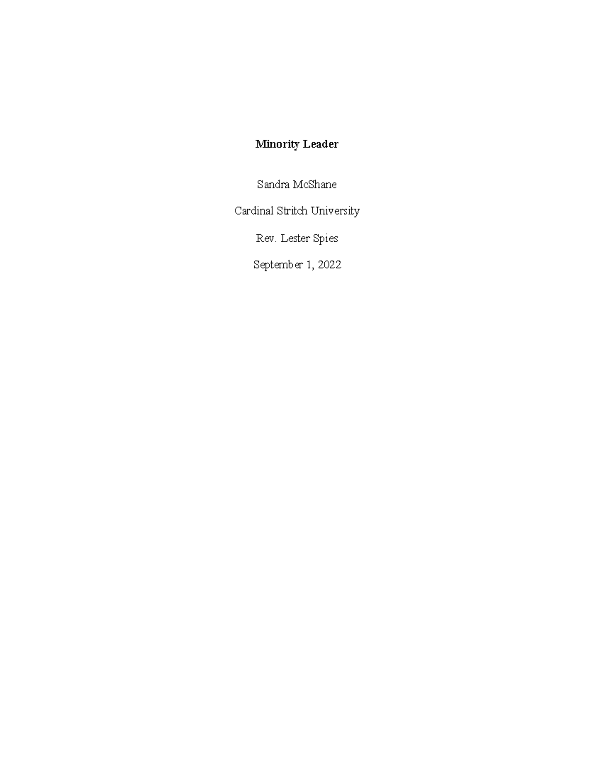 Lead from the outside book review - Minority Leader Sandra McShane ...