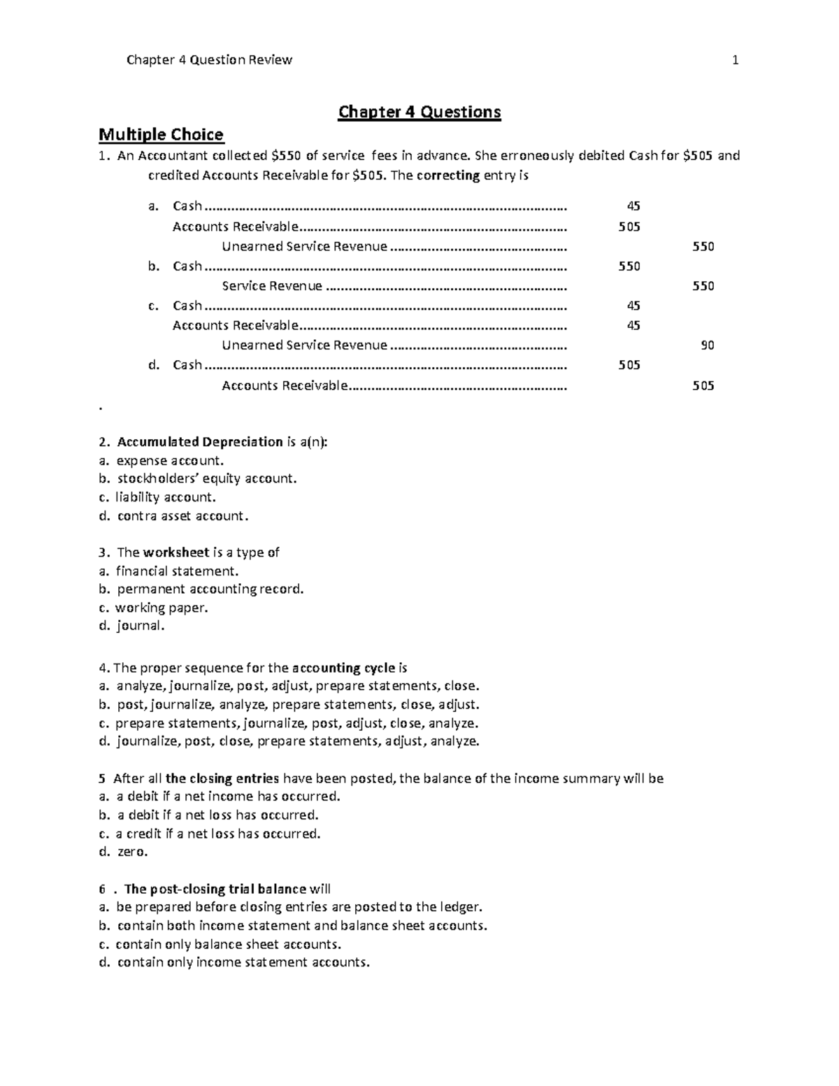 Chapter 4 Question Review 11th ed - Chapter 4 Question Review 1 Chapter ...