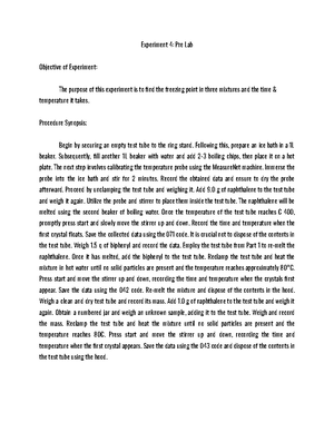 Experiment 5 Prelab Assignment - Experiment 5: Prelab Assignment The objective of the Experiment ...