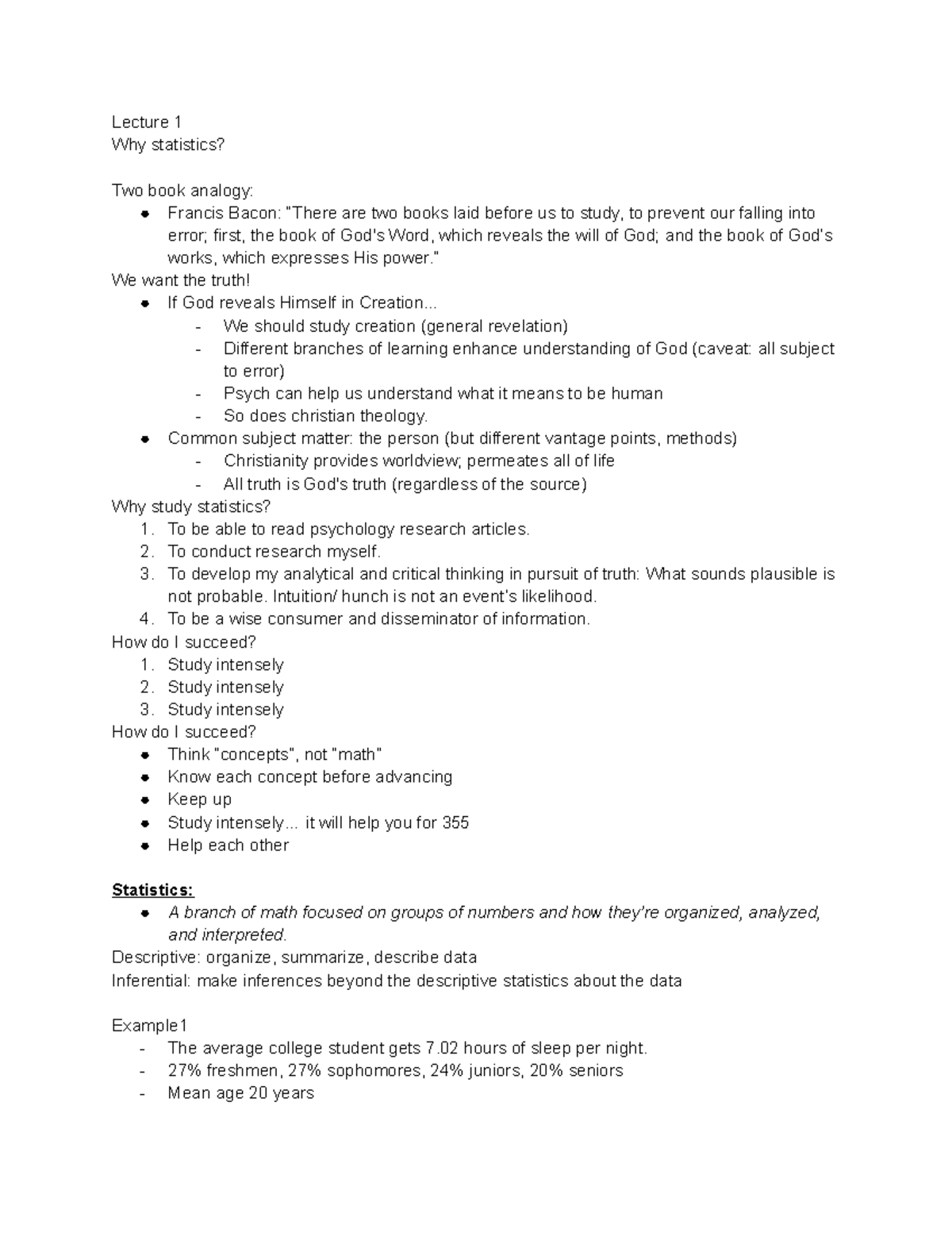 Psyc 354 Lecture 1 Into To Course And How To Succeed Lecture 1 Why Statistics Two Book