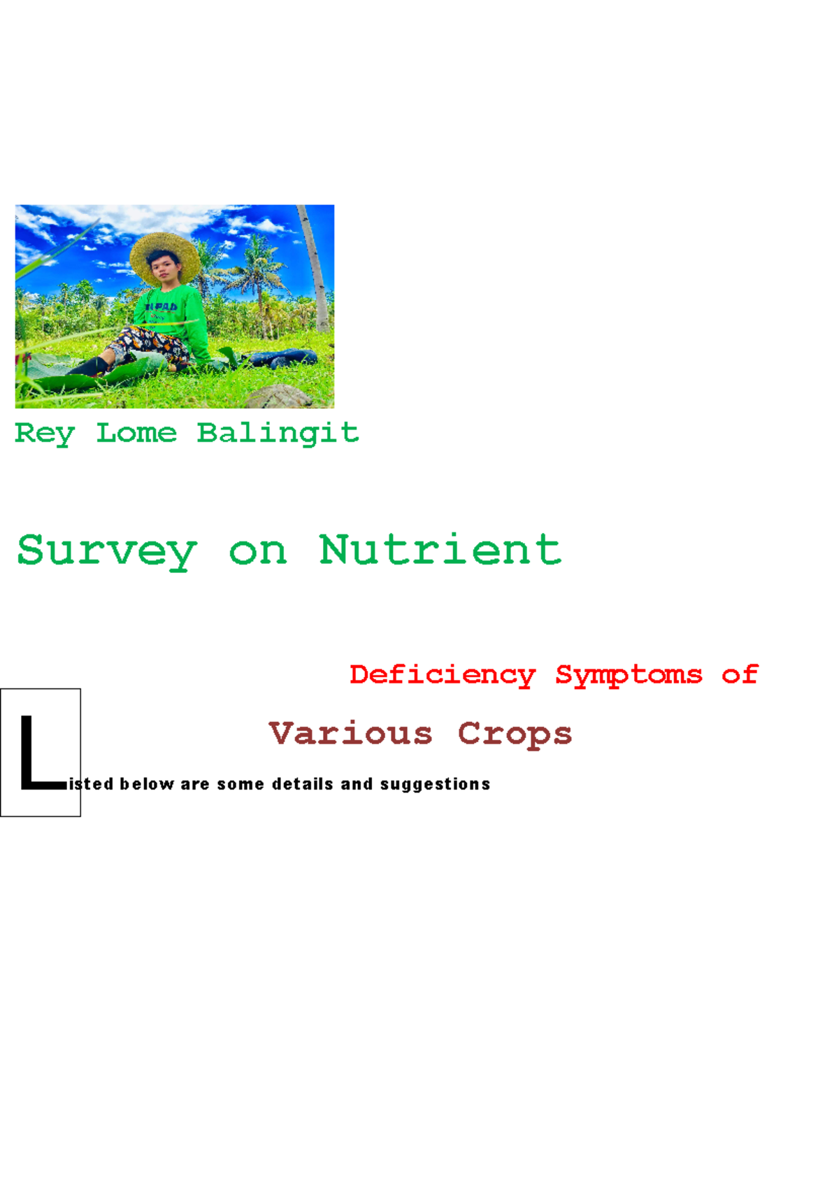 Balingit Magazine-BC1-1 - Rey Lome Balingit Survey on Nutrient ...