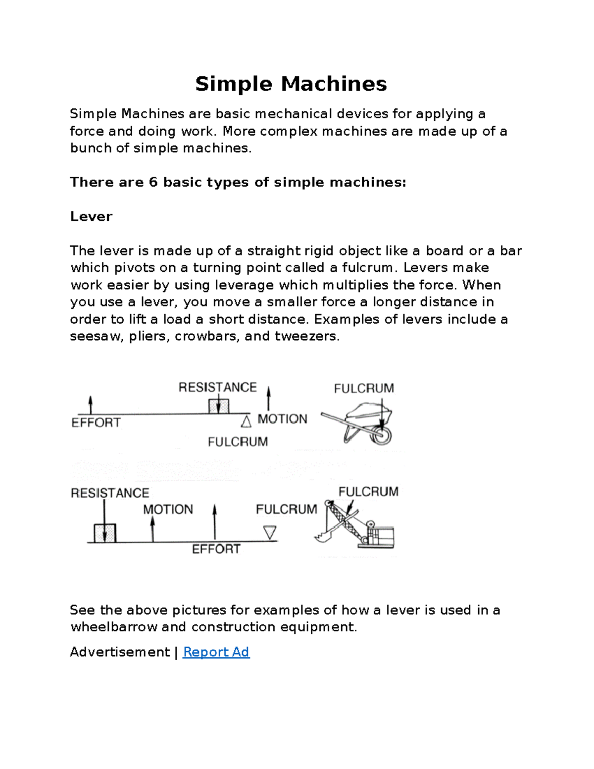 Simple Machines - Guide for learning. - Simple Machines Simple Machines ...