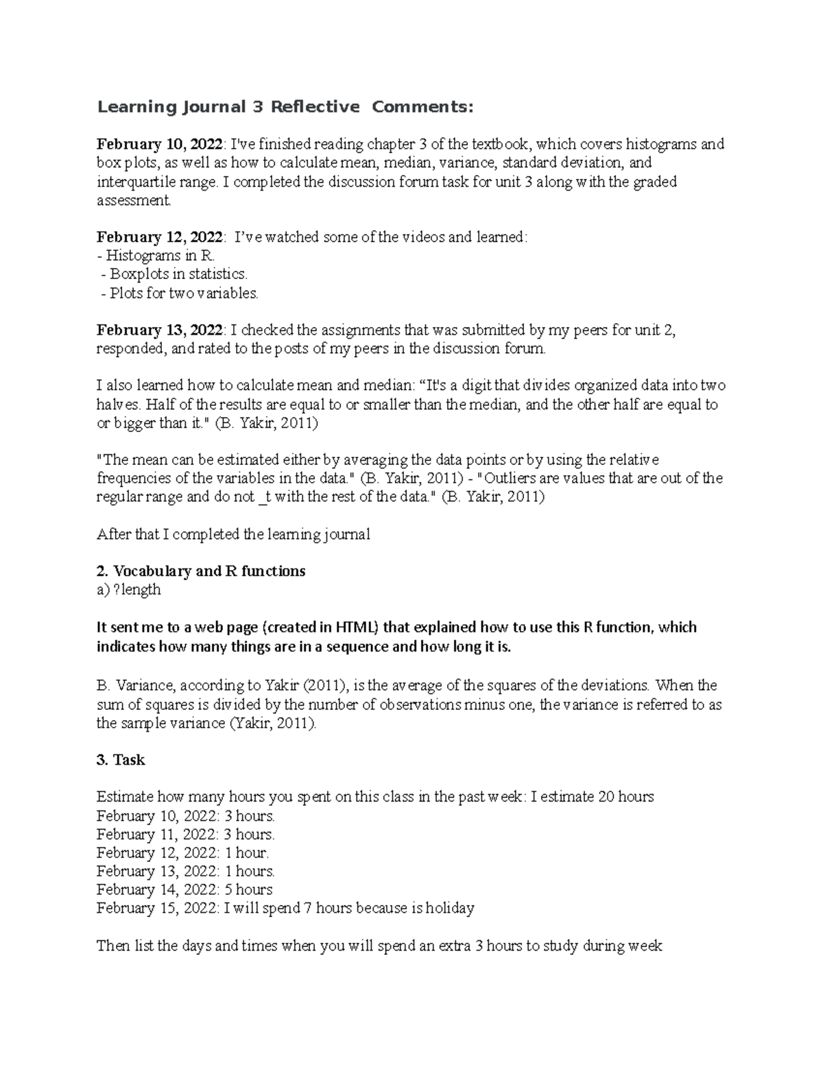 Learning Journal 3 Reflective - Learning Journal 3 Reflective Comments ...