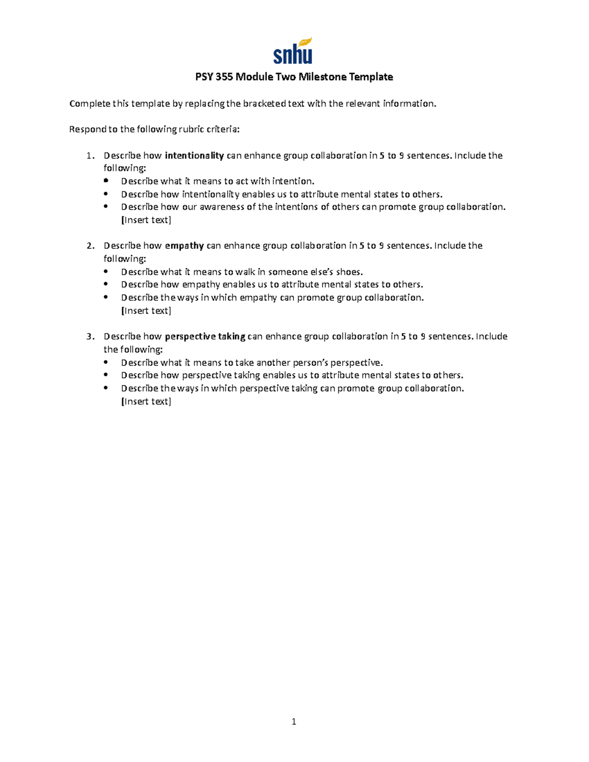 PSY 355 Module Two Milestone Template - PSY 355 Module Two Milestone ...