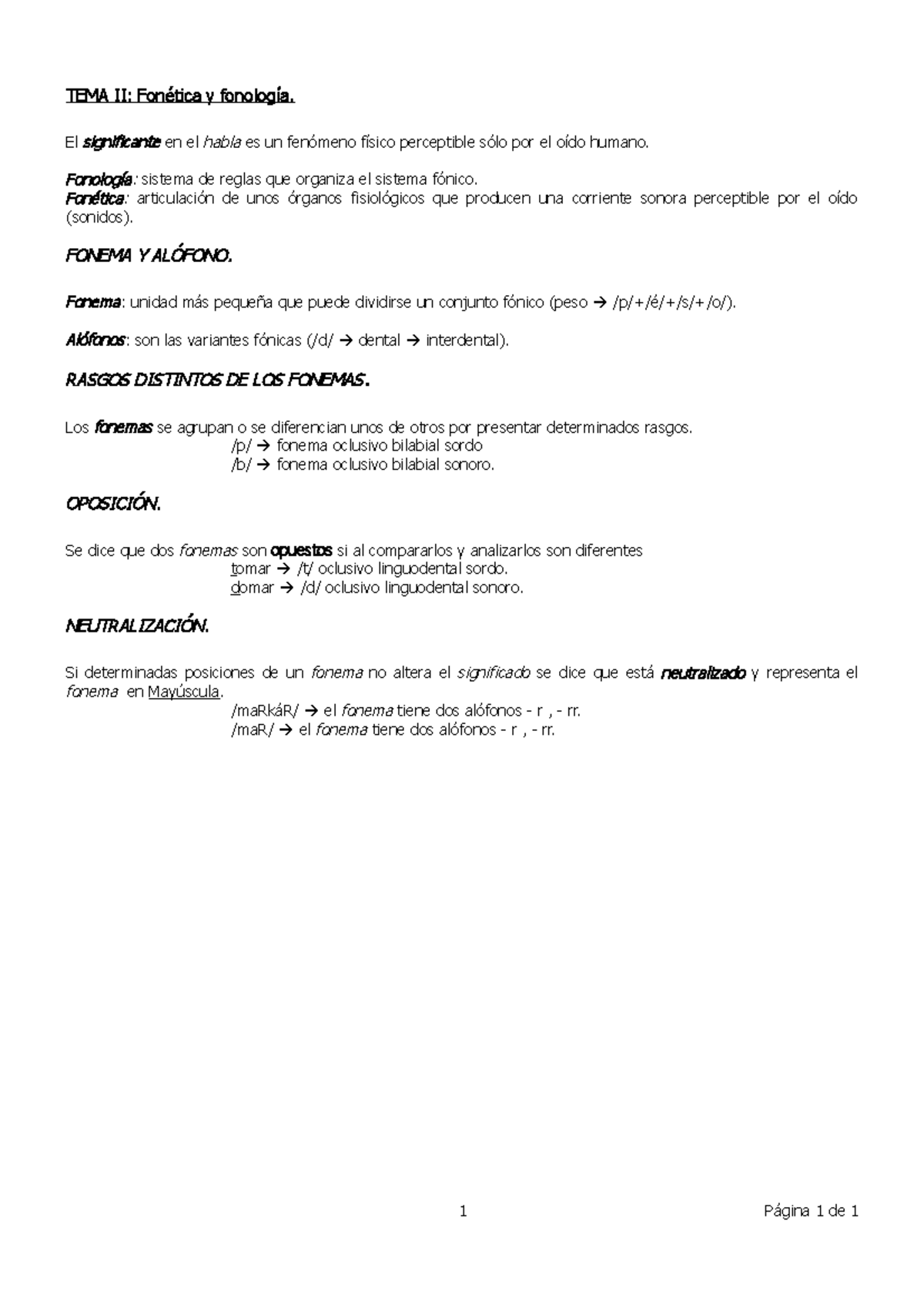 TEMA II Fon Çtica y fonolog°a - TEMA II: Fonética y fonología. El ...