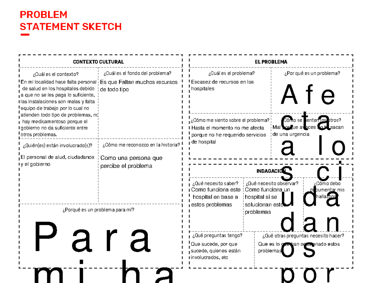 Toolkit Problem Statement Sketch ED - PROBLEM STATEMENT SKETCH ¿Cuál es ...