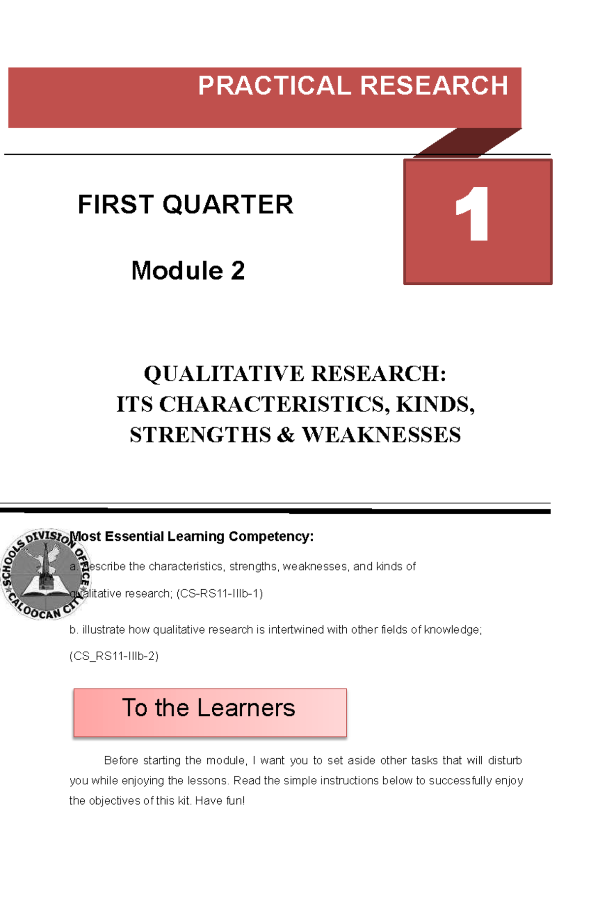 Practical Research 1 Week 2 Elijah - PRACTICAL RESEARCH FIRST QUARTER 1 ...