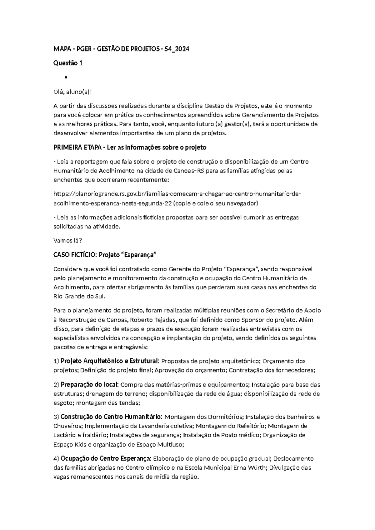 MAPA - PGER - Gestão DE Projetos - 54 2024 - MAPA - PGER - GESTÃO DE ...