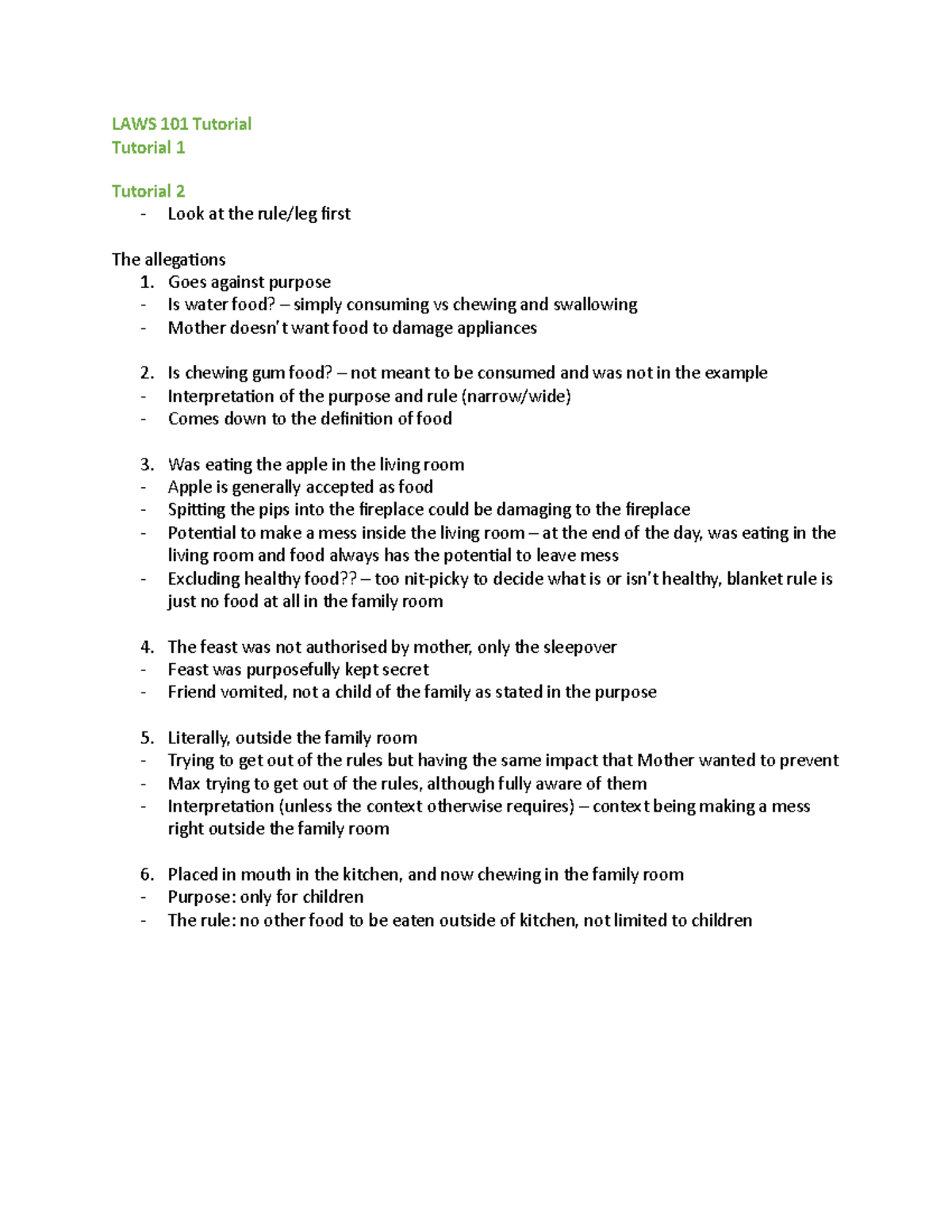 2021 LAWS101 Tutorial notes - Introduction to Law - University of Otago ...