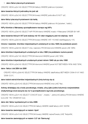 Tabele, widoki, diagram - Spis tre[ci: Klasy - Studocu