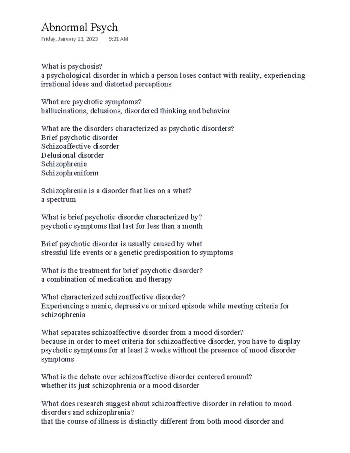 Abnormal Psychchology Lecture 13 - What is psychosis? a psychological ...