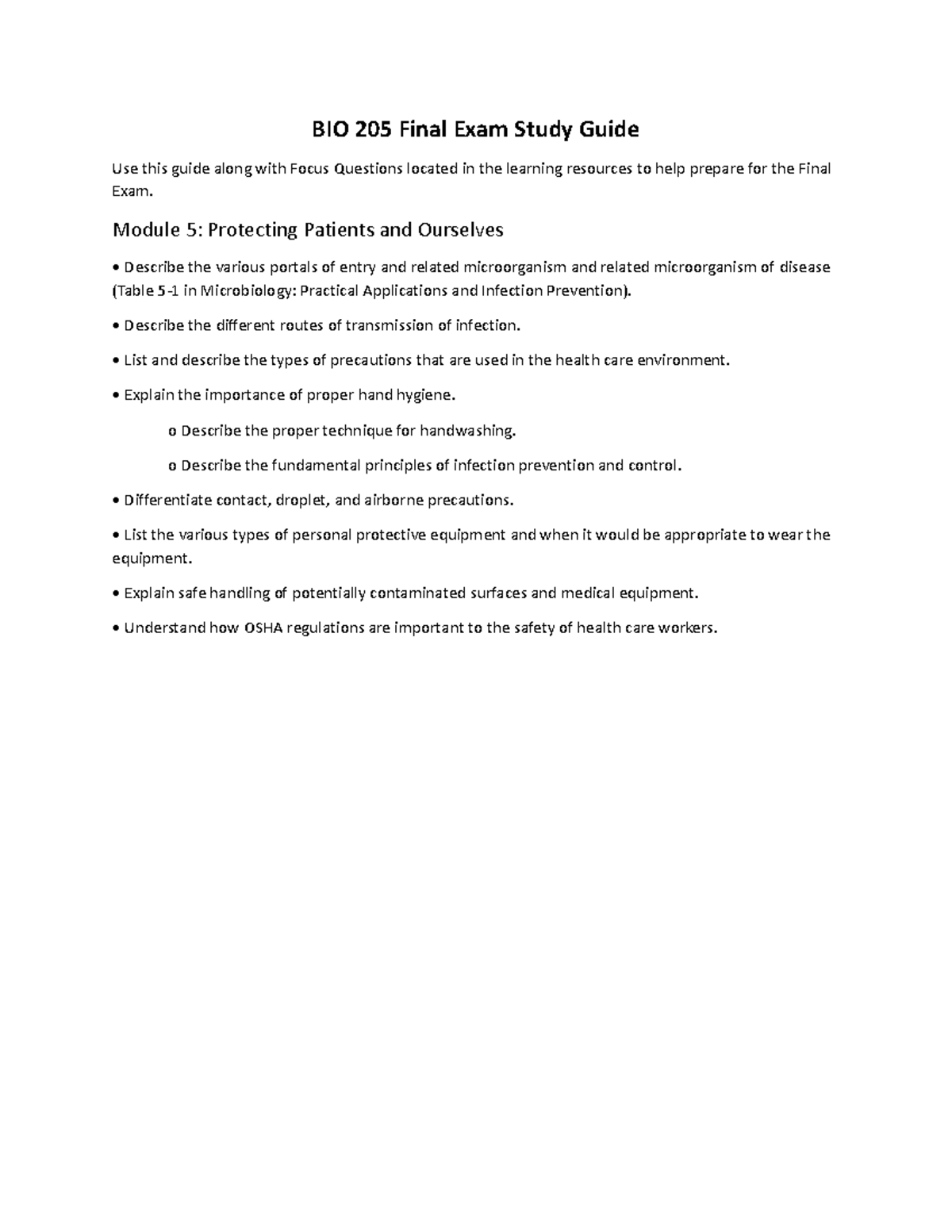 Module+5 BIO+205+Final+Exam+Study+Guide - BIO 205 Final Exam Study ...