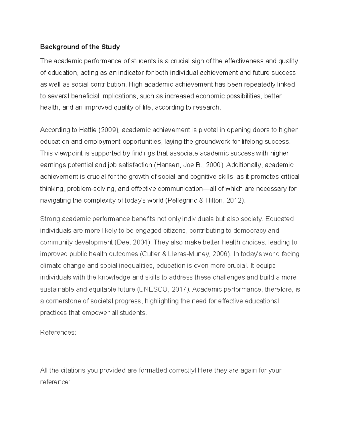 Background of the Study - High academic achievement has been repeatedly ...