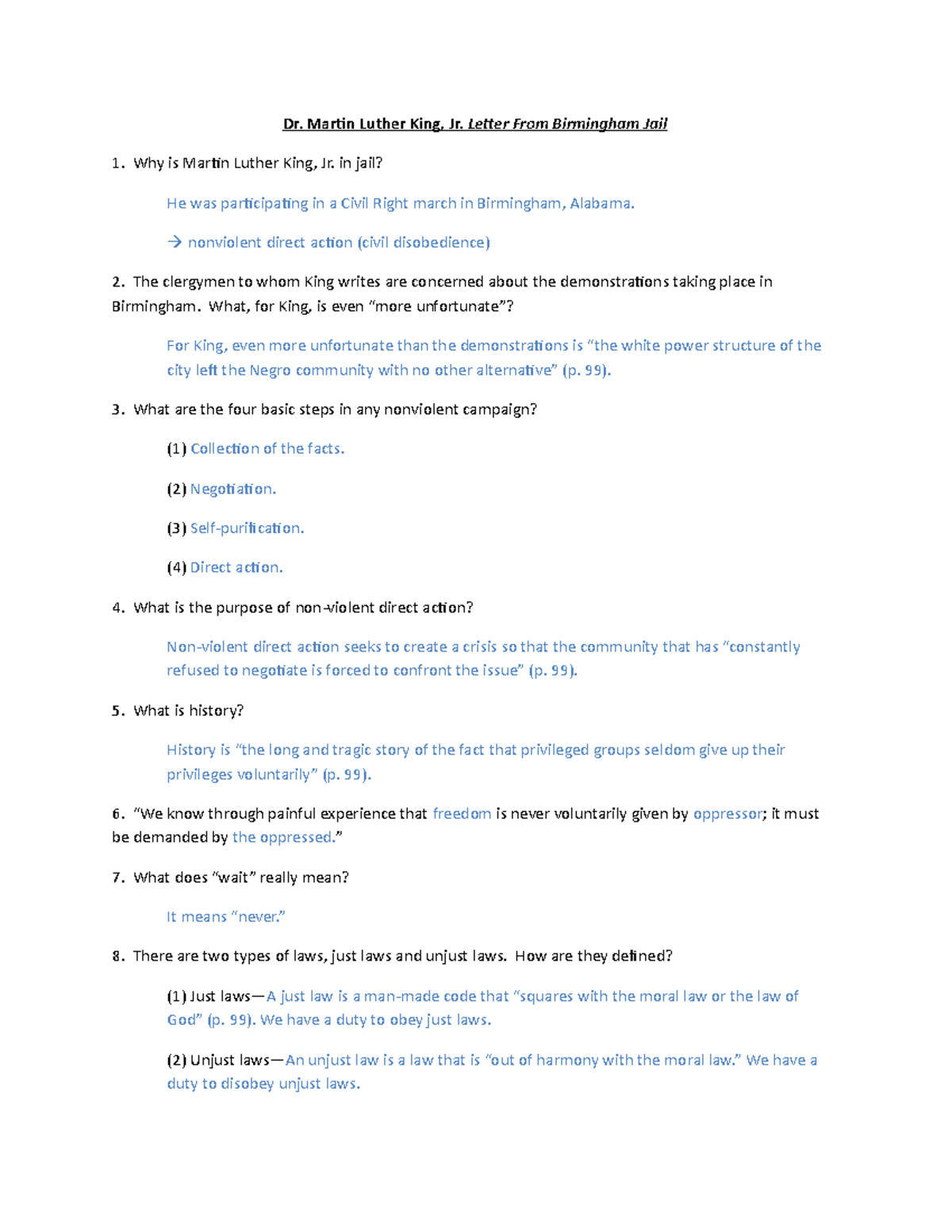 Answers Martin Luther King, Jr. Malcolm X - Dr. Martin Luther King, Jr ...