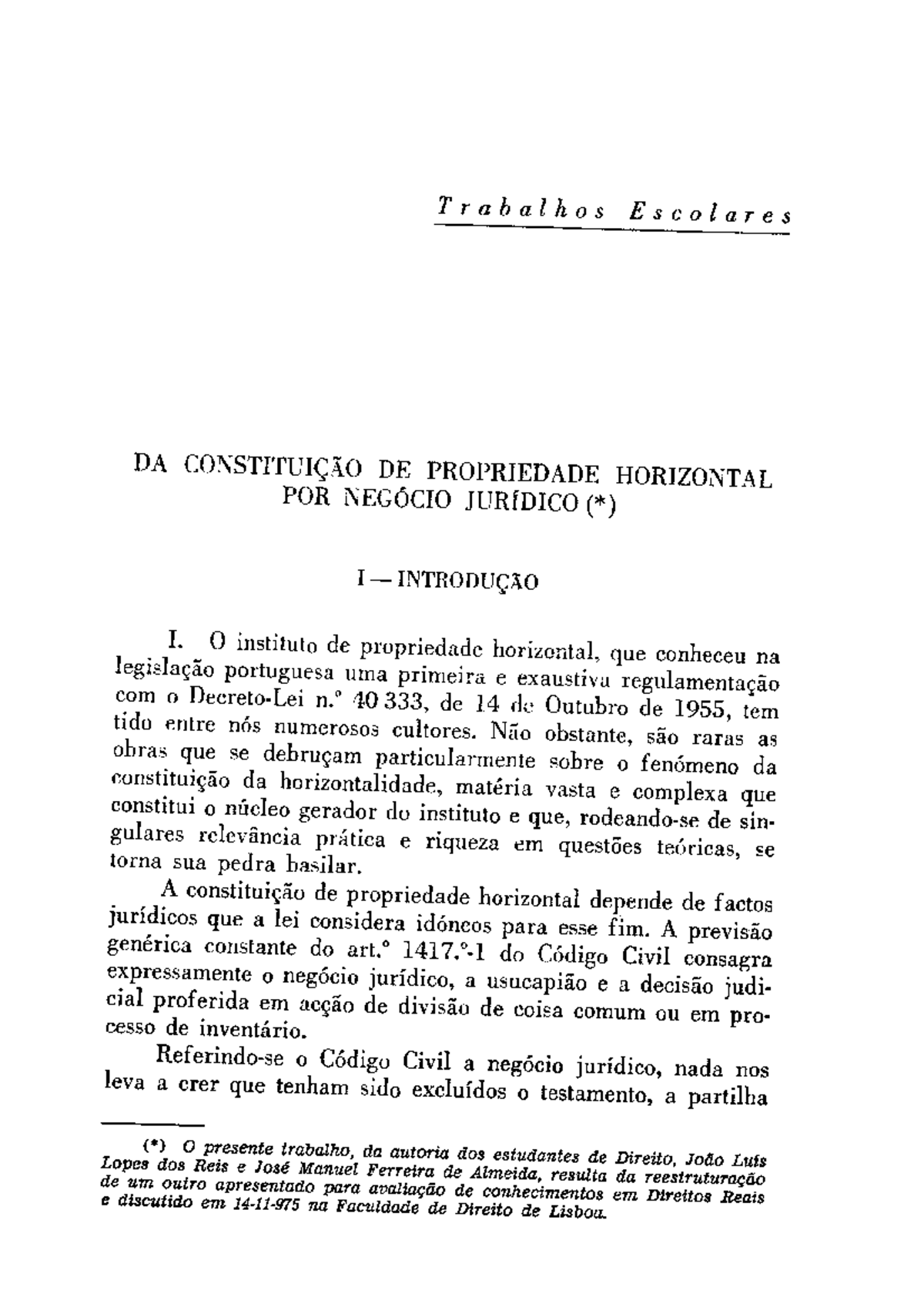 Constituição da Propriedade Horizontal - Solicitadoria - Studocu