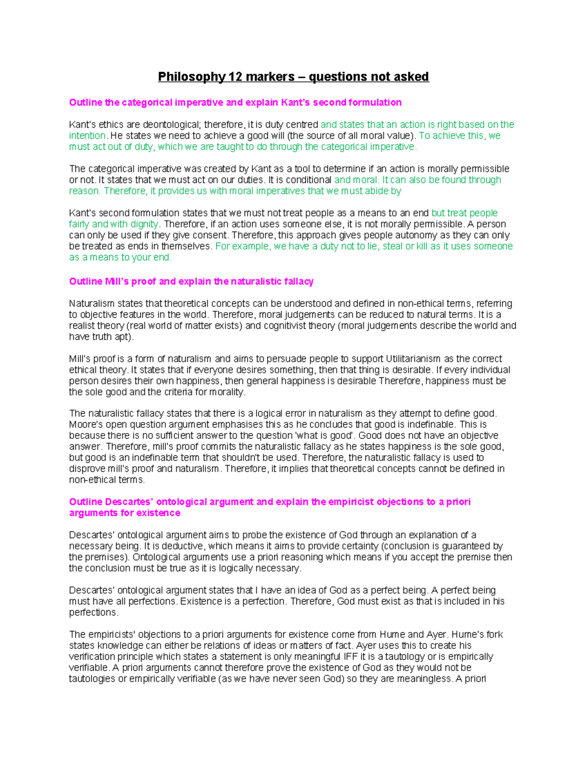 12 markers - Mrs C - 12 mark questions and exemplar answers ...