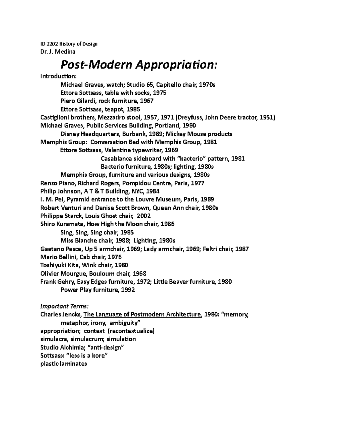 ID 2202 Post-Modern Appropriation - ID 2202 - Georgia Tech - Studocu