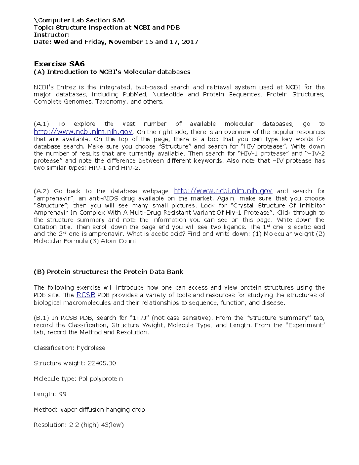Computer Lab Section SA 6 - \Computer Lab Section SA Topic: Structure ...