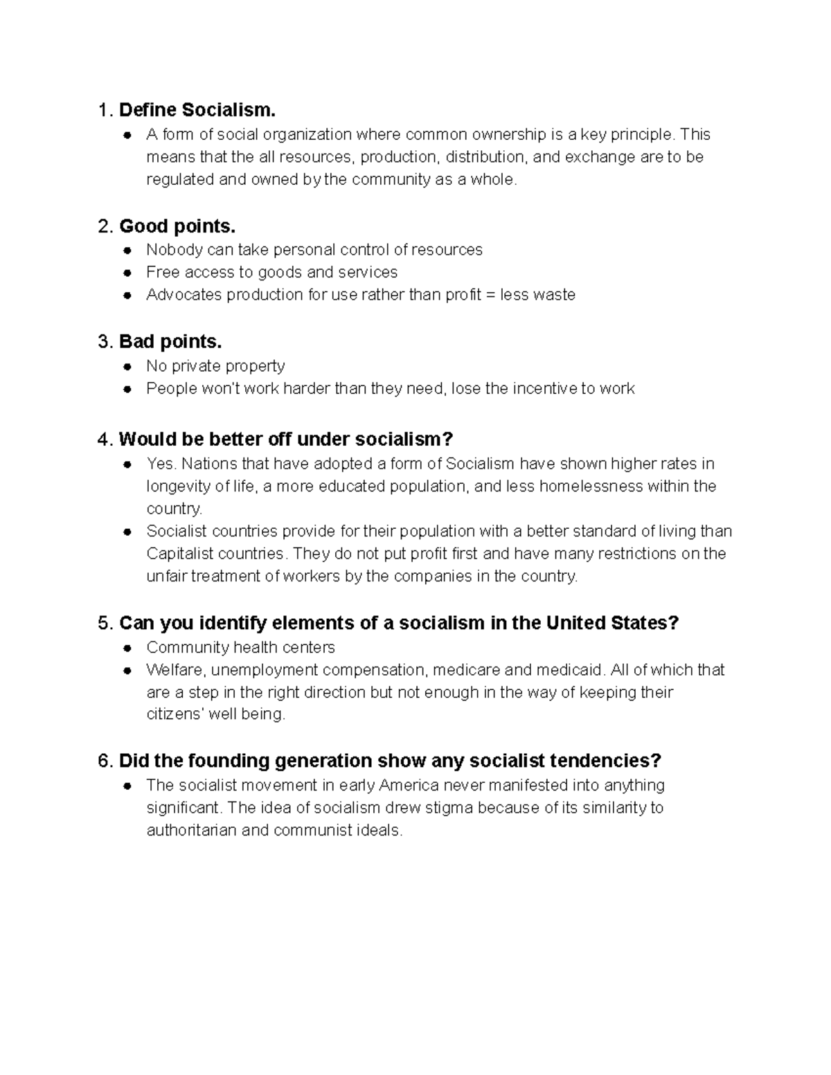 Socialism - Google Docs - 1. Define Socialism. A form of social ...