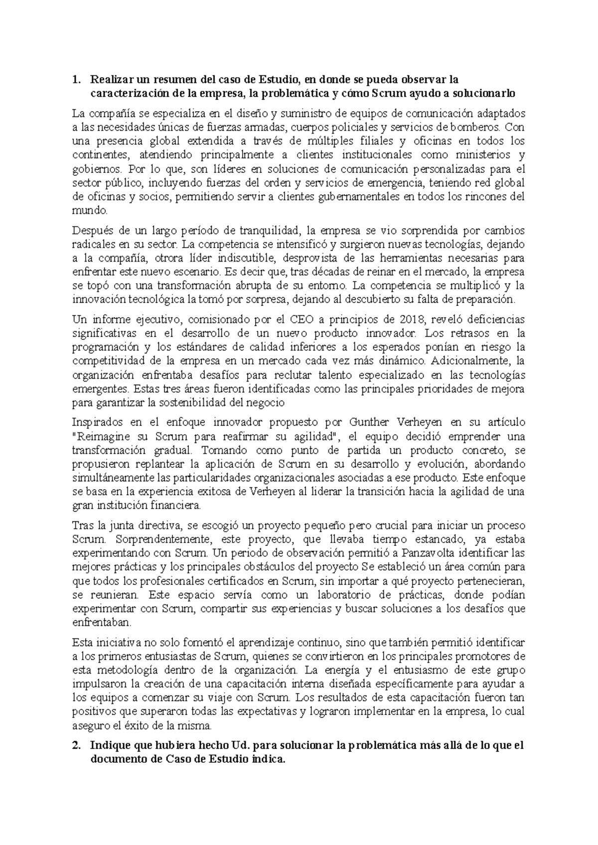 Actividad 3 estrategias agiles - Realizar un resumen del caso de ...