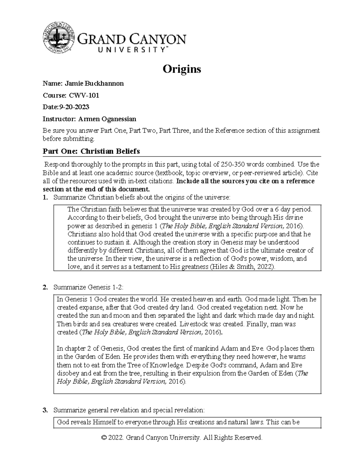 CWV 101 301 RS T2Origins Online - Origins Name: Jamie Buckhannon Course ...
