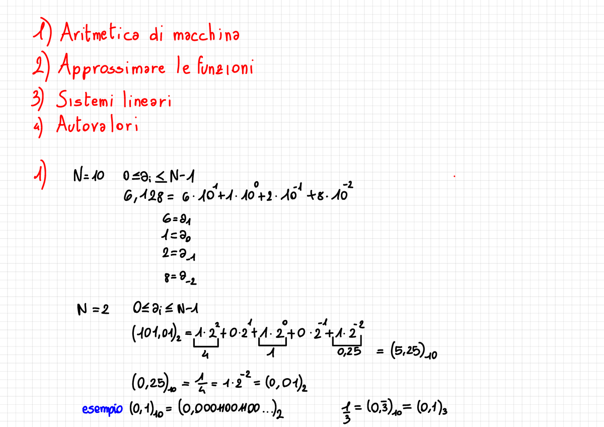 Lezione Calcolo 1 - 1) Aritmetica di macchina 2) Approssimore Ie ...