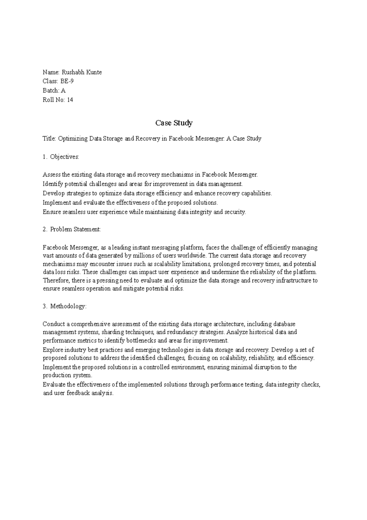 DF Case Study - ASASASASASASASAS - Name: Rushabh Kunte Class: BE- 9 Batch: A Roll No: 14 Case ...