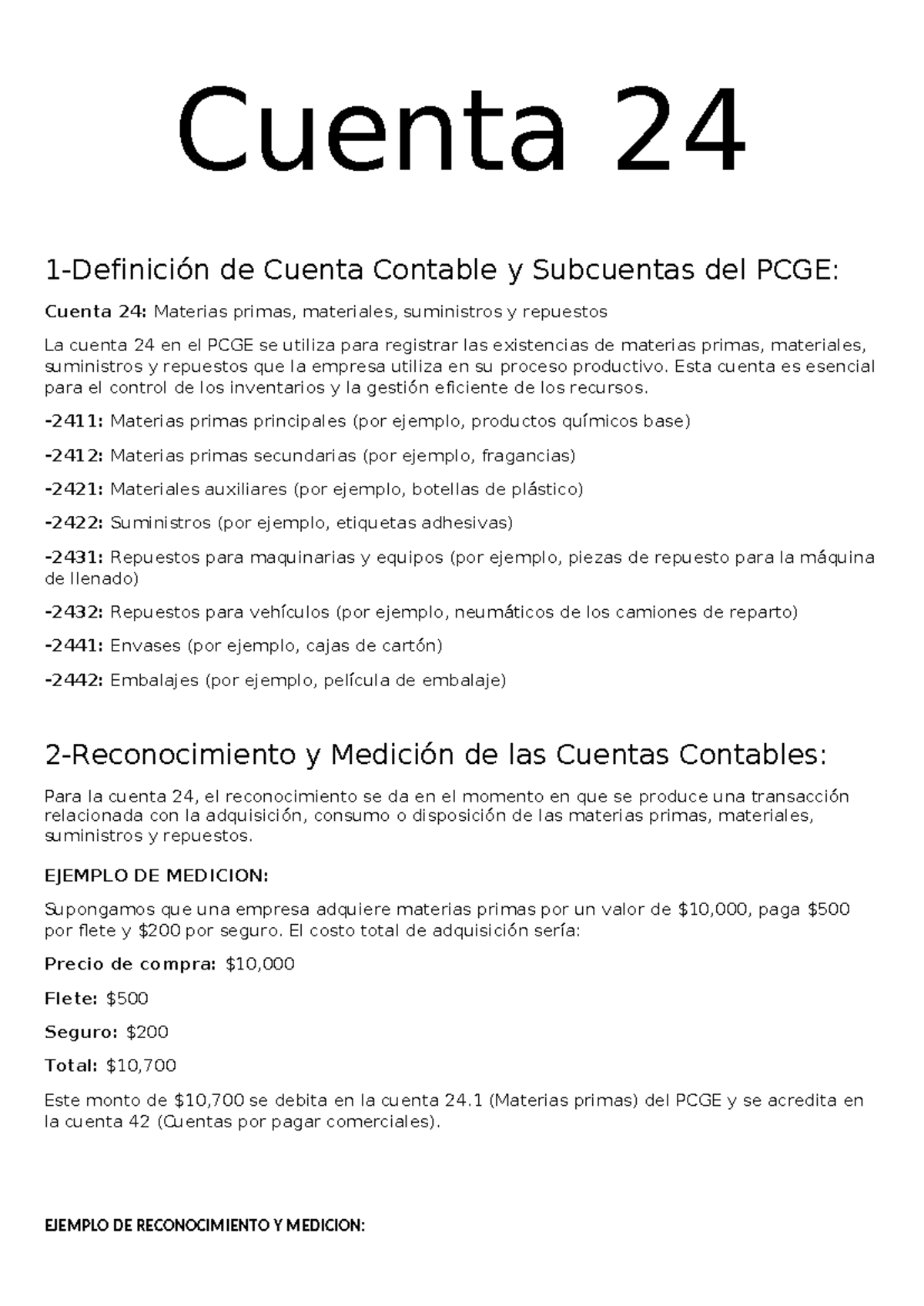 Cuenta 24 - Cuenta 24 1-Definición de Cuenta Contable y Subcuentas del ...