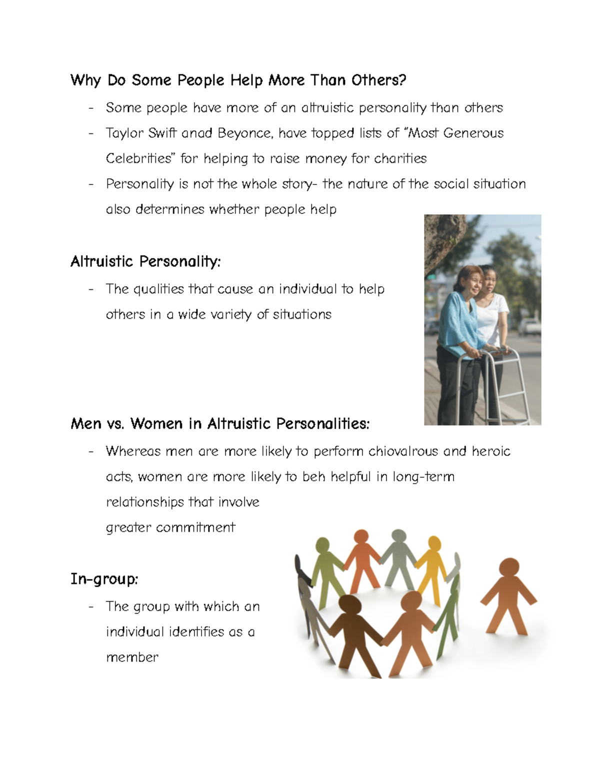 Clps 0700 notes - Why Do Some People Help More Than Others? Some people ...