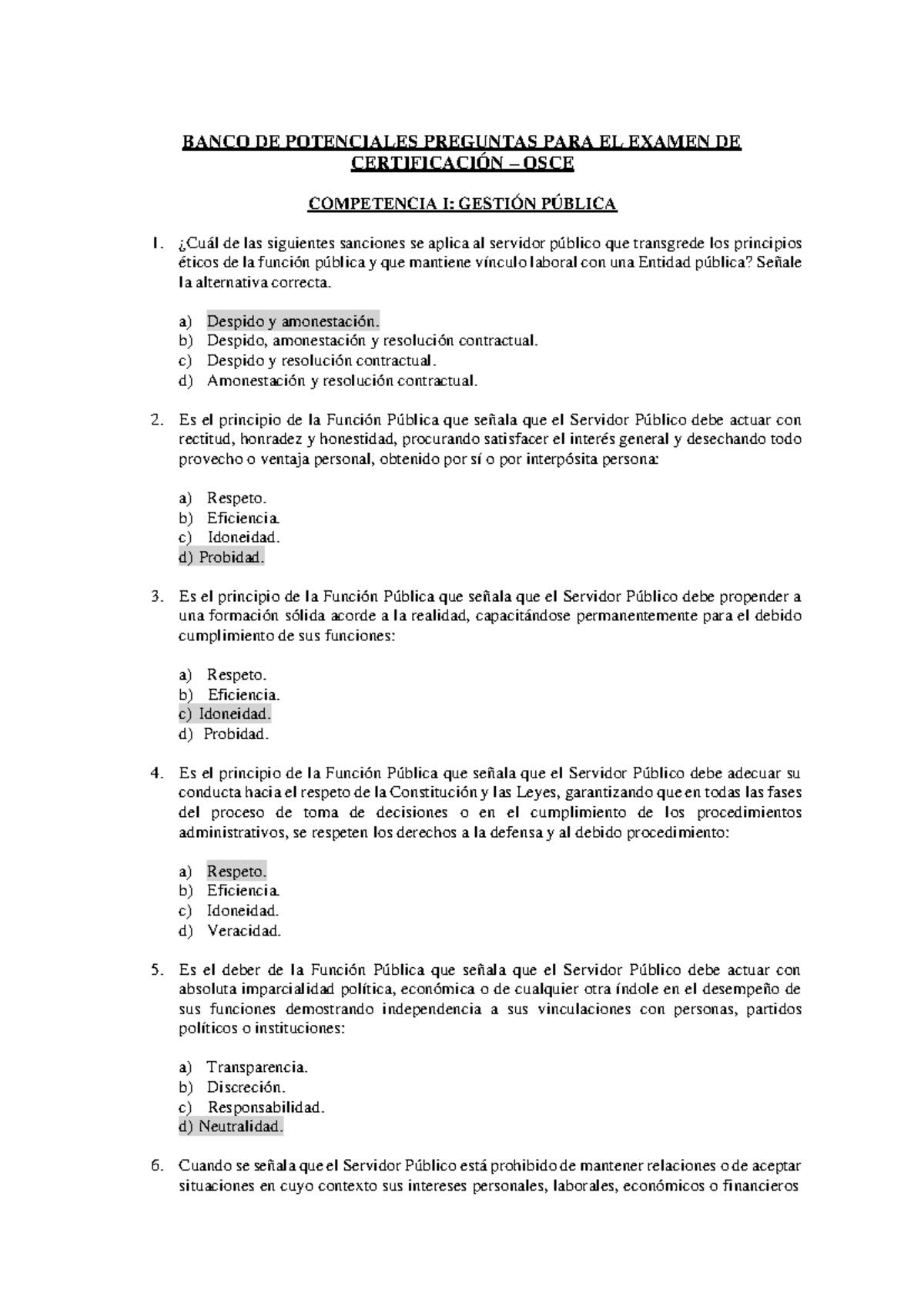 PDF Banco DE Preguntas Examen Certificacion OSCE CON Respuestas - BANCO DE POTENCIALES PREGUNTAS ...