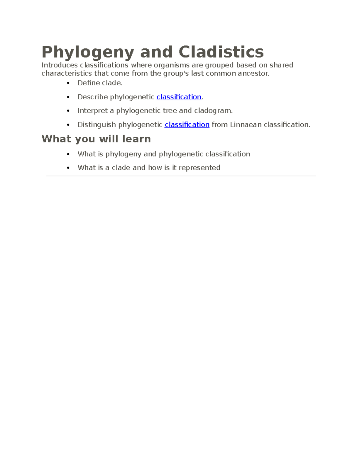 Biology study guide part 27 - Phylogeny and Cladistics Introduces ...