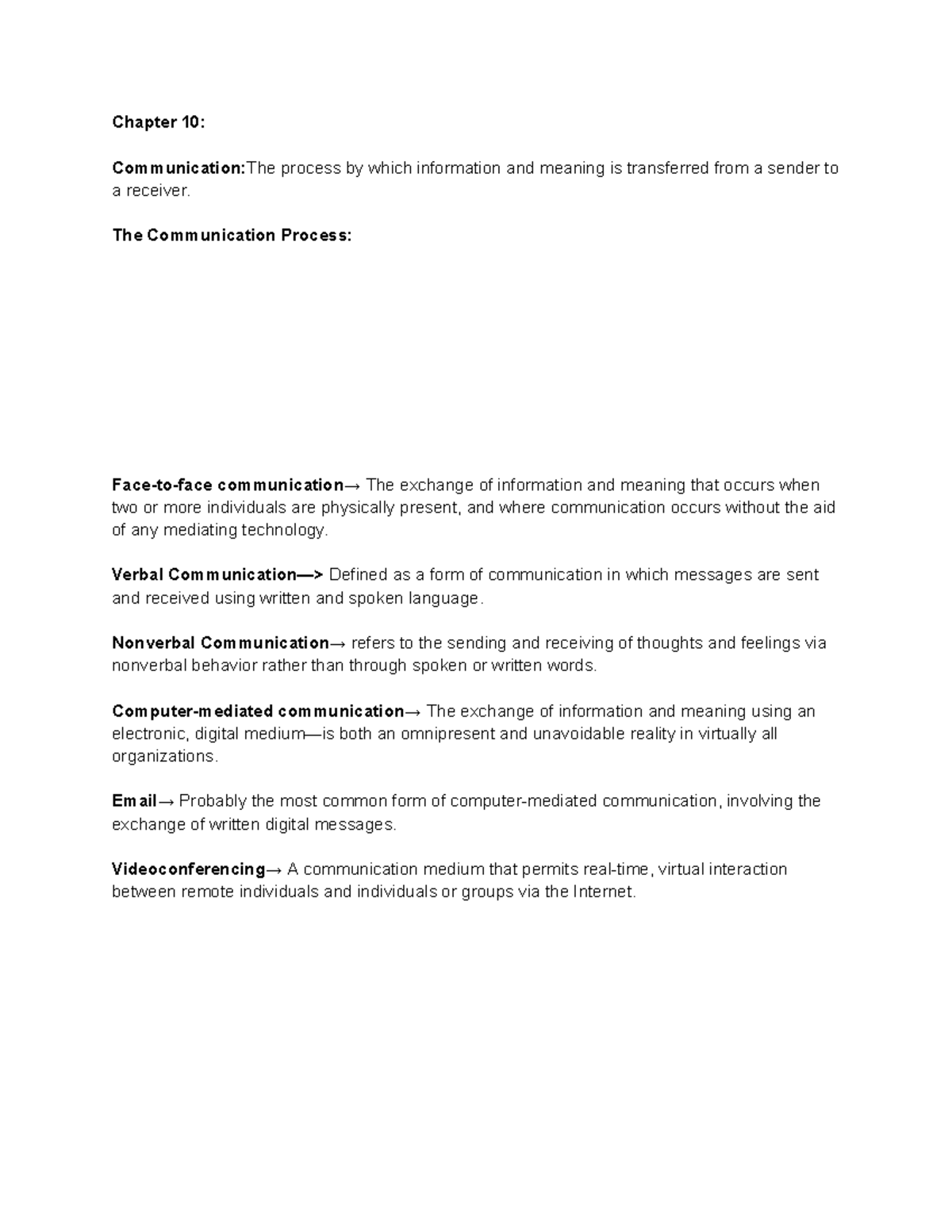 192 Notes - Chapter 10: Communication:The process by which information ...