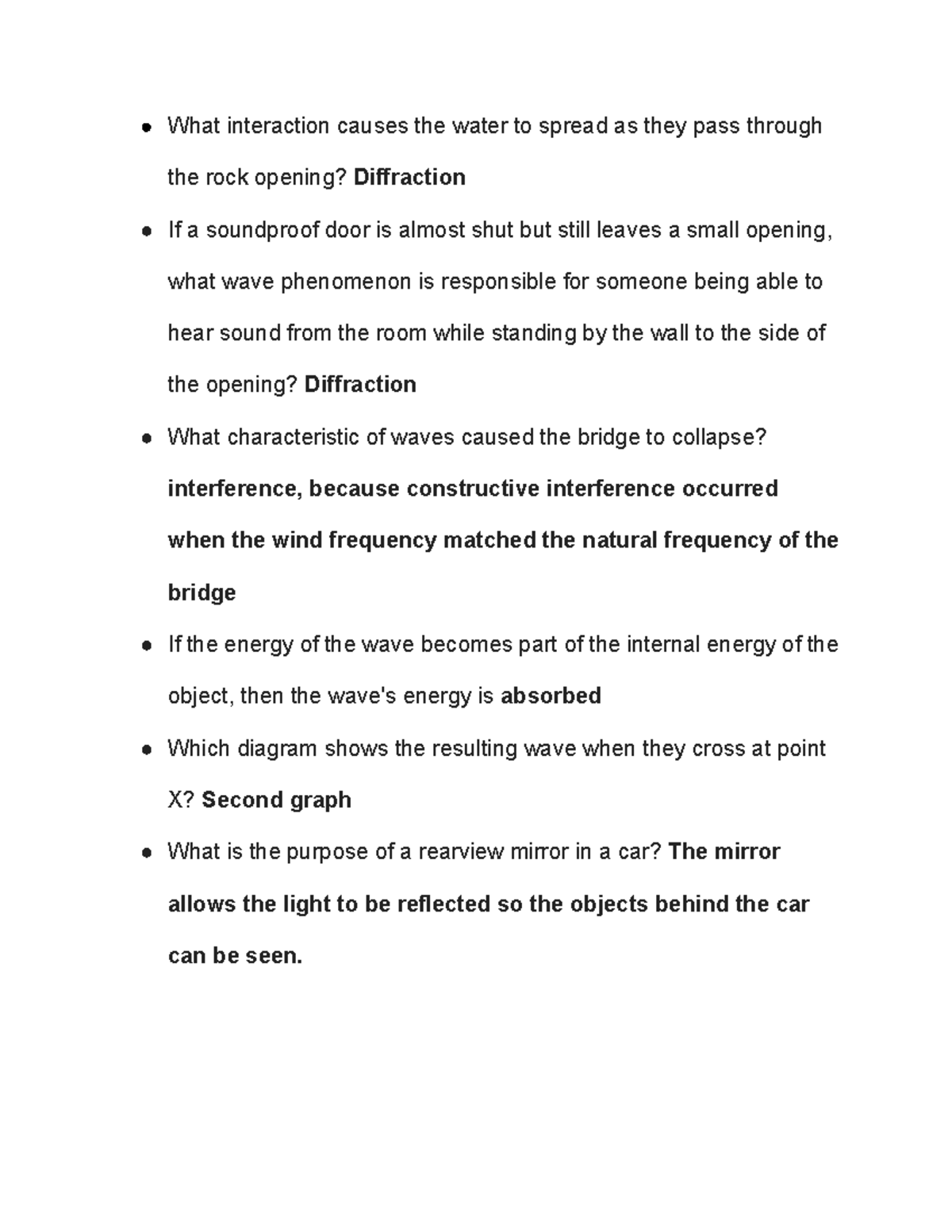 Wave Interactions Quiz - What interaction causes the water to spread as ...