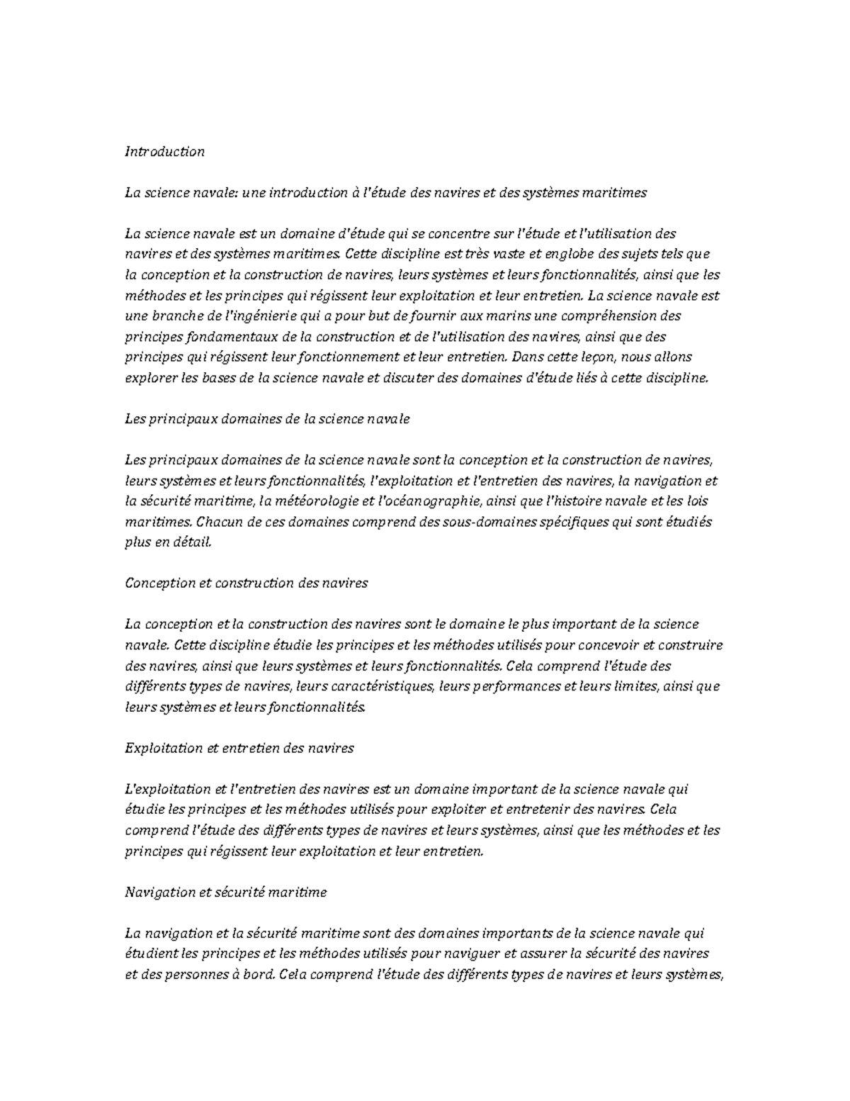 Naval Science Study Notes - Introduction La science navale: une ...