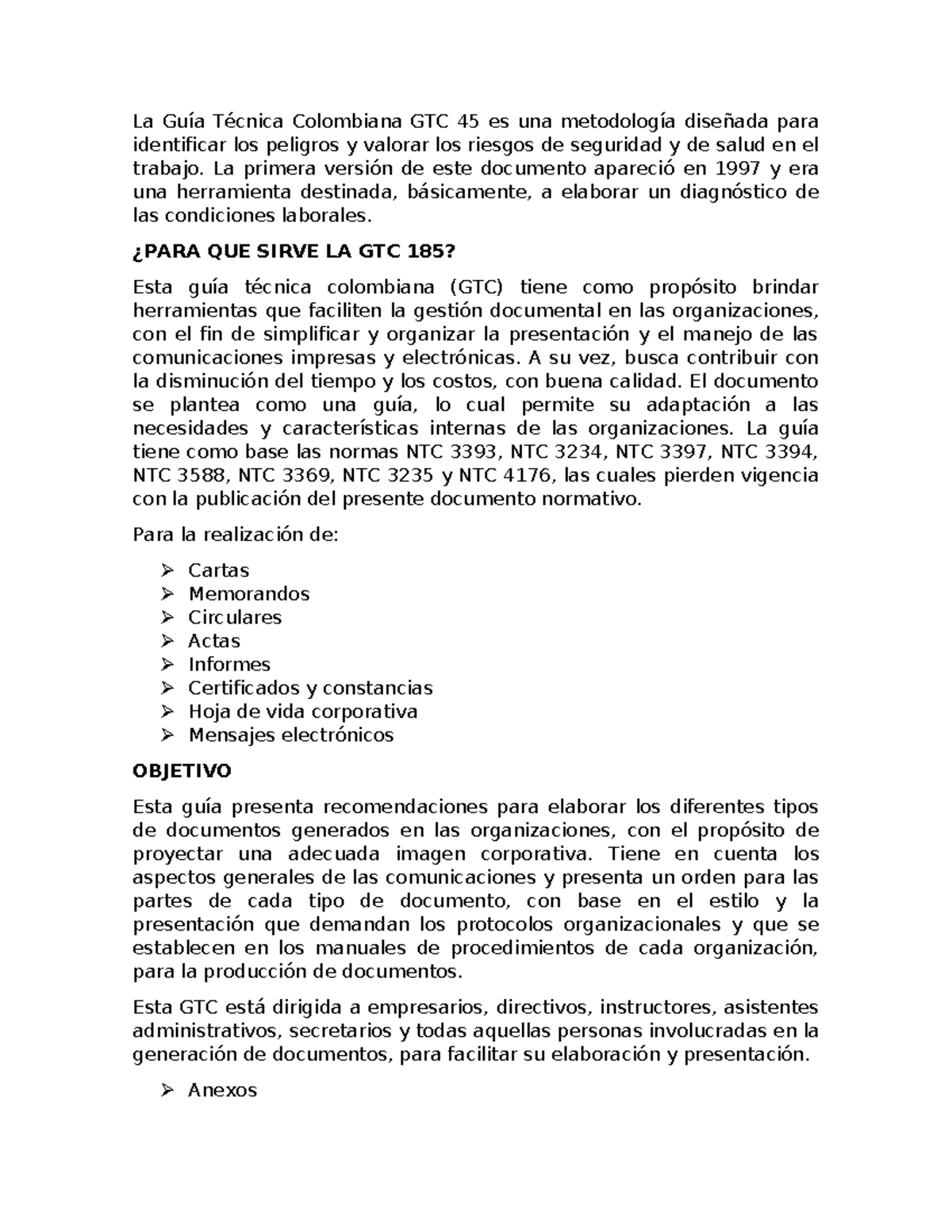 PARA QUE Sirve LA GTC 185 - La Guía Técnica Colombiana GTC 45 es una ...