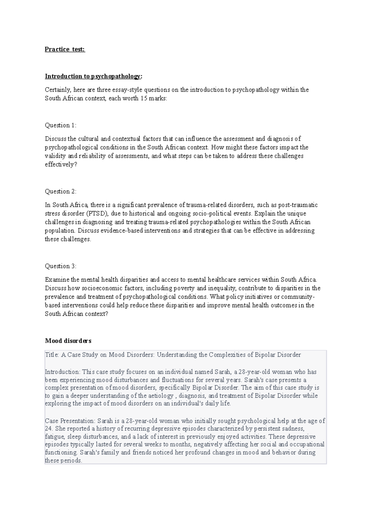 Practice test - study material - Practice test: Introduction to ...