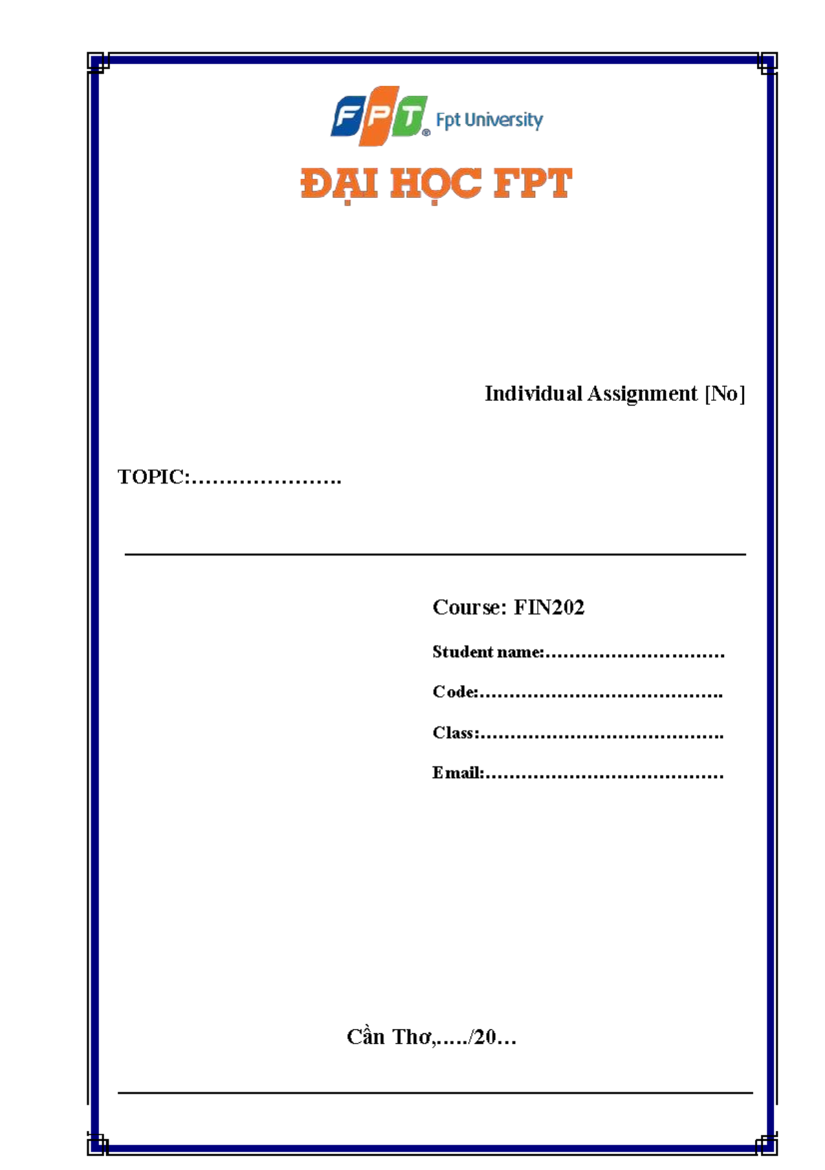 Individual assignment FIN202 SP232-1 - Individual Assignment [No] TOPIC ...