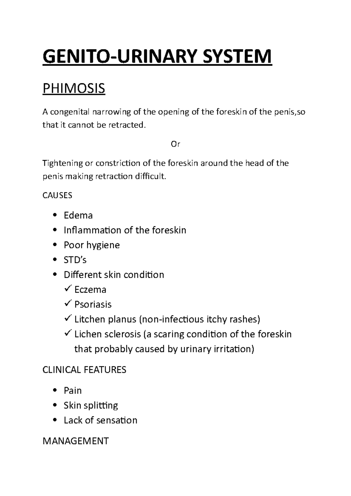 Genito- Urinary System - GENITO-URINARY SYSTEM PHIMOSIS A congenital ...