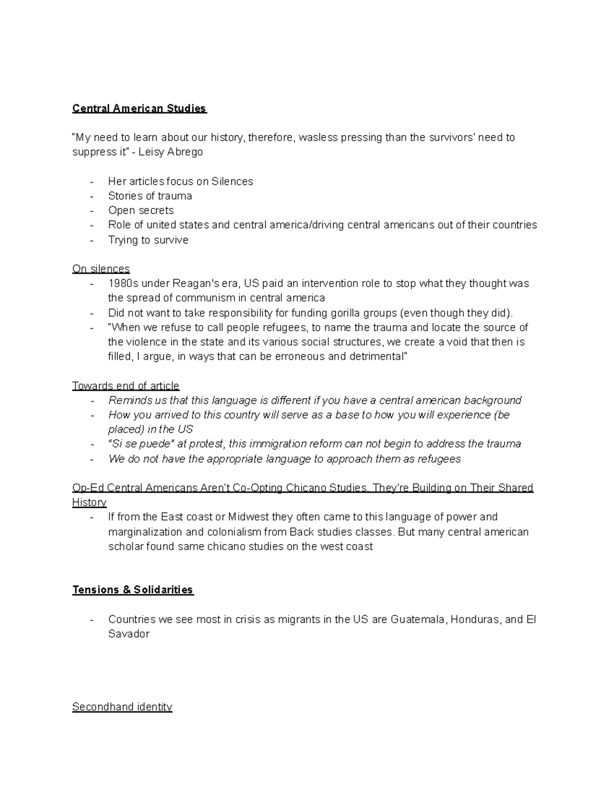 Chicanx Studies #8 - Central American Studies “My need to learn about ...