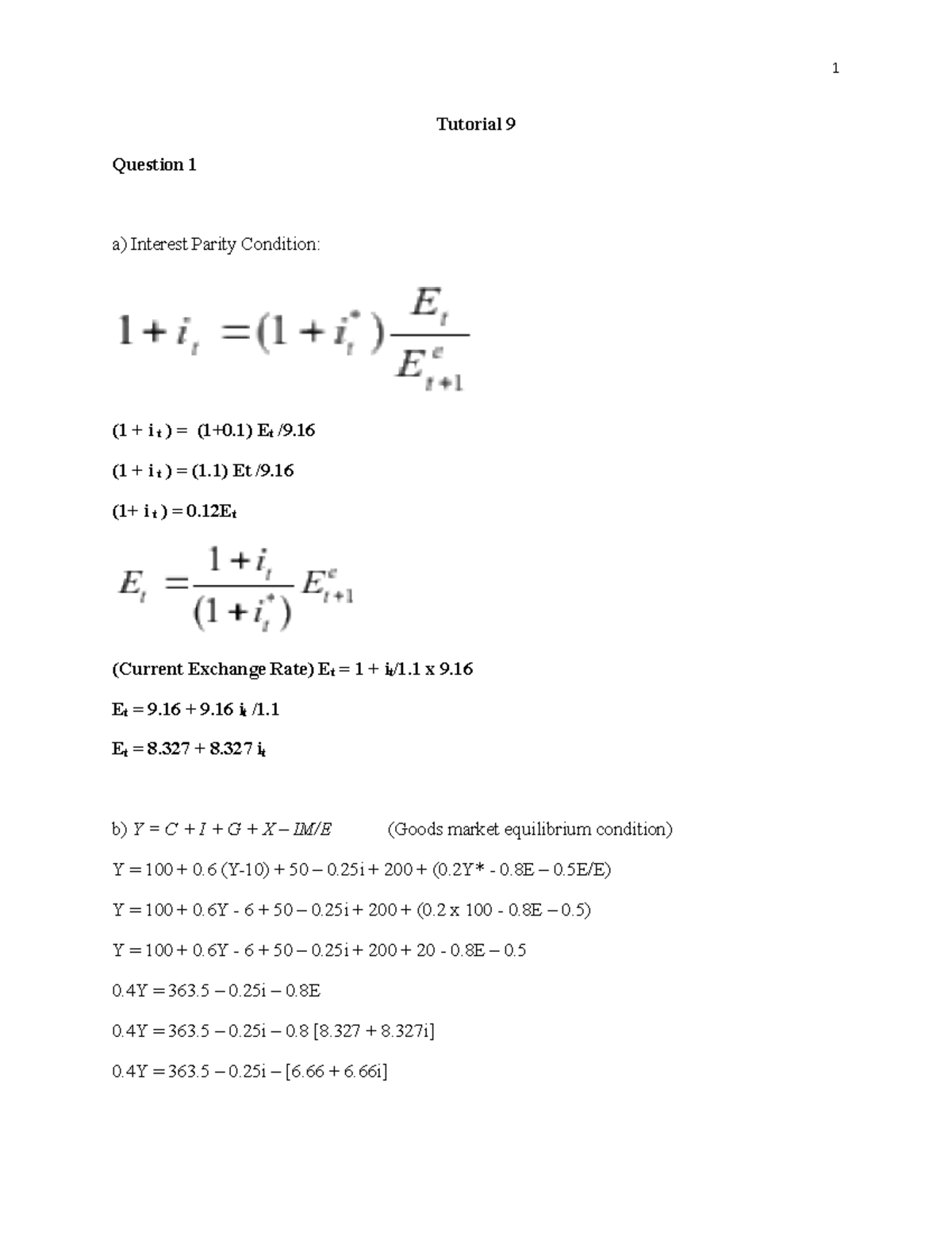EC 201 Tutorial 9B Suggested Answers - Tutorial 9 Question 1 a ...