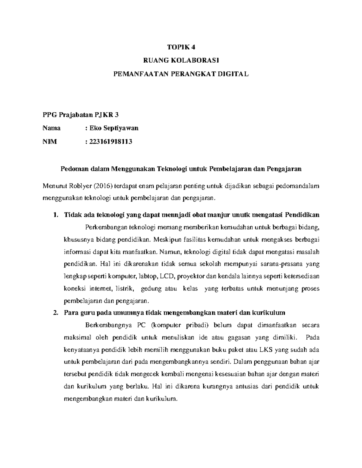 Topik 4 Ruang Kolaborasi - TOPIK 4 RUANG KOLABORASI PEMANFAATAN PERANGKAT DIGITAL PPG Prajabatan ...