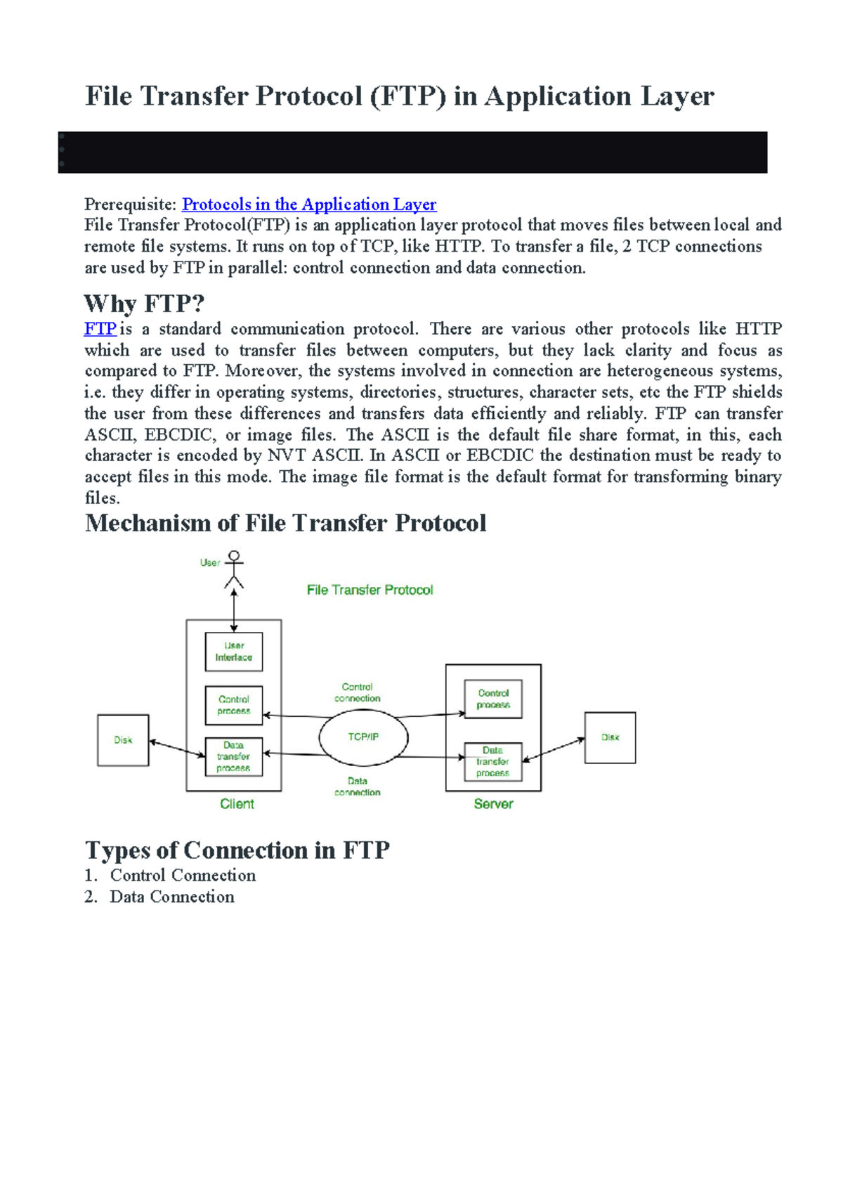 Unit 5 - computer networks - File Transfer Protocol (FTP) in ...