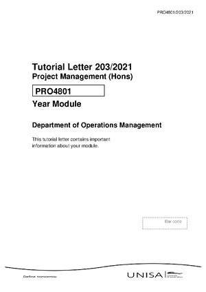 Tutorial Letter 103 PRM3701 Assessment 6 Semester 2 - ####### PRM3701 ...