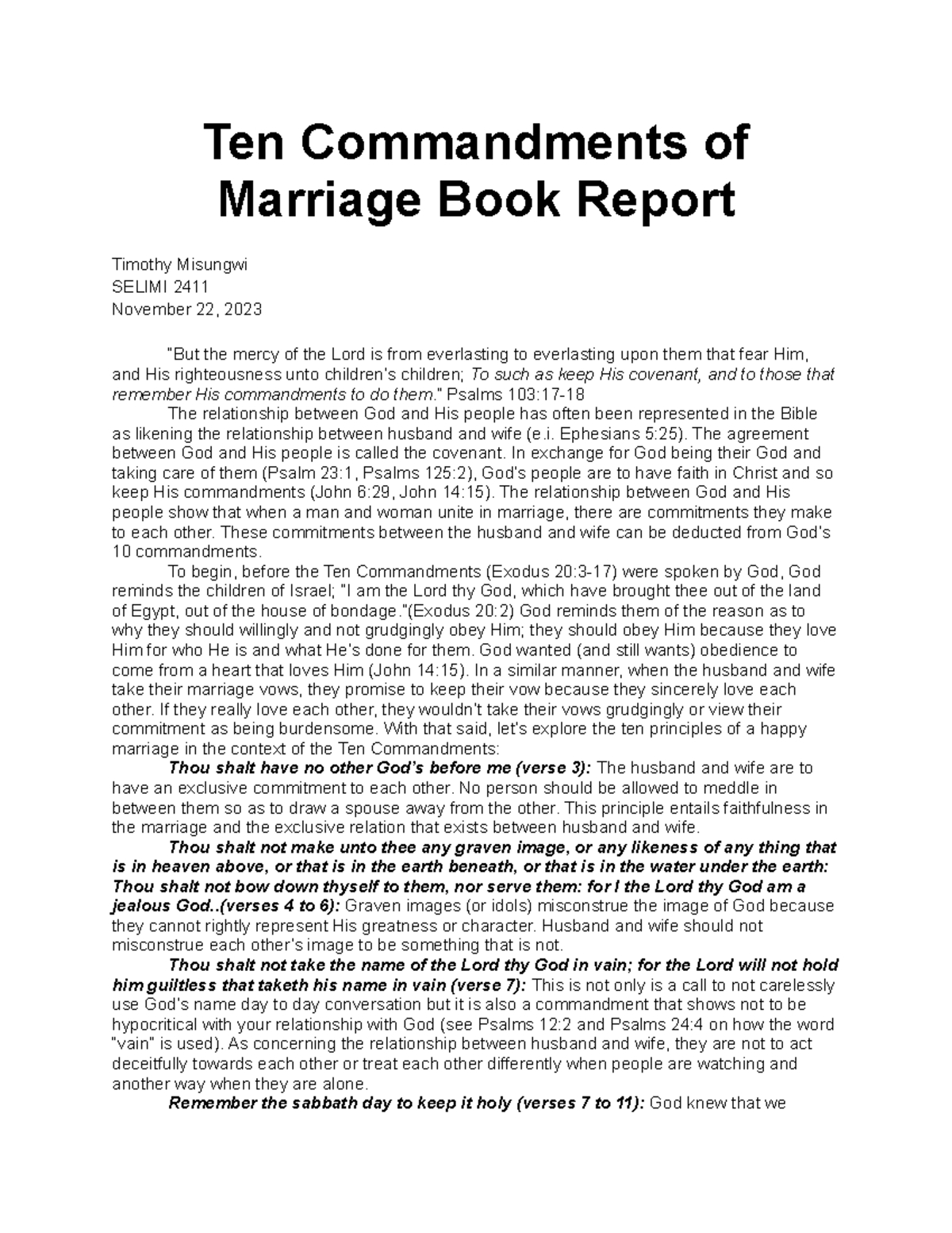 UEAB- Family Life Ten Commandments of Marriage - Ten Commandments of ...
