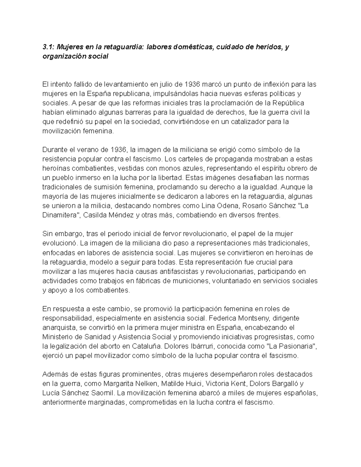 3 - dadasda - 3: Mujeres en la retaguardia: labores domésticas, cuidado ...